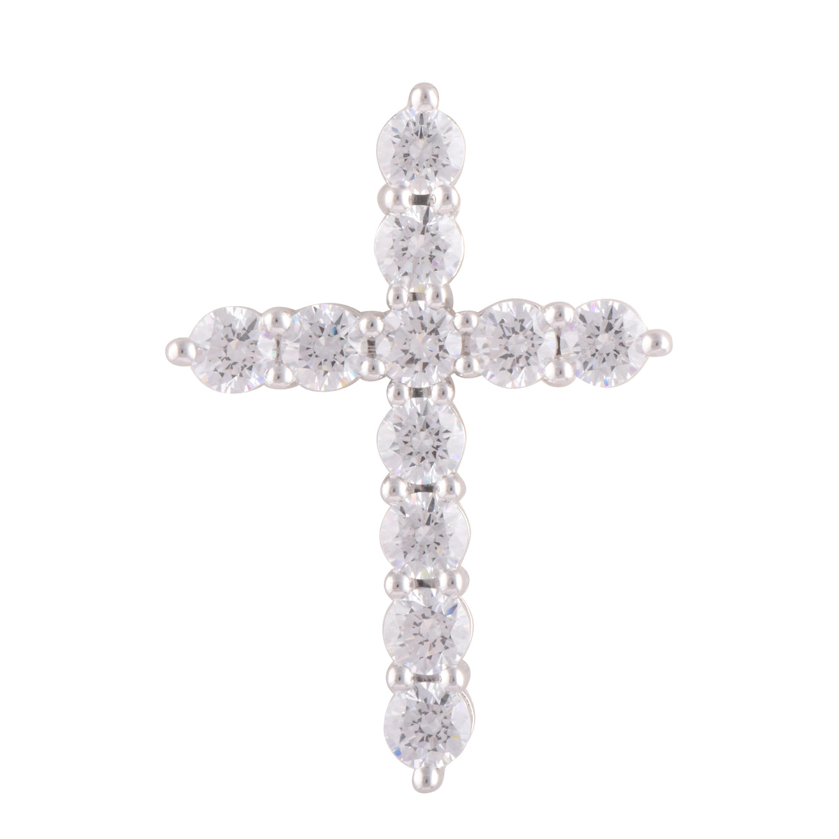 14K White Gold Round Lab Grown Diamond 1 CT Cross Pendant with Box Cha ...